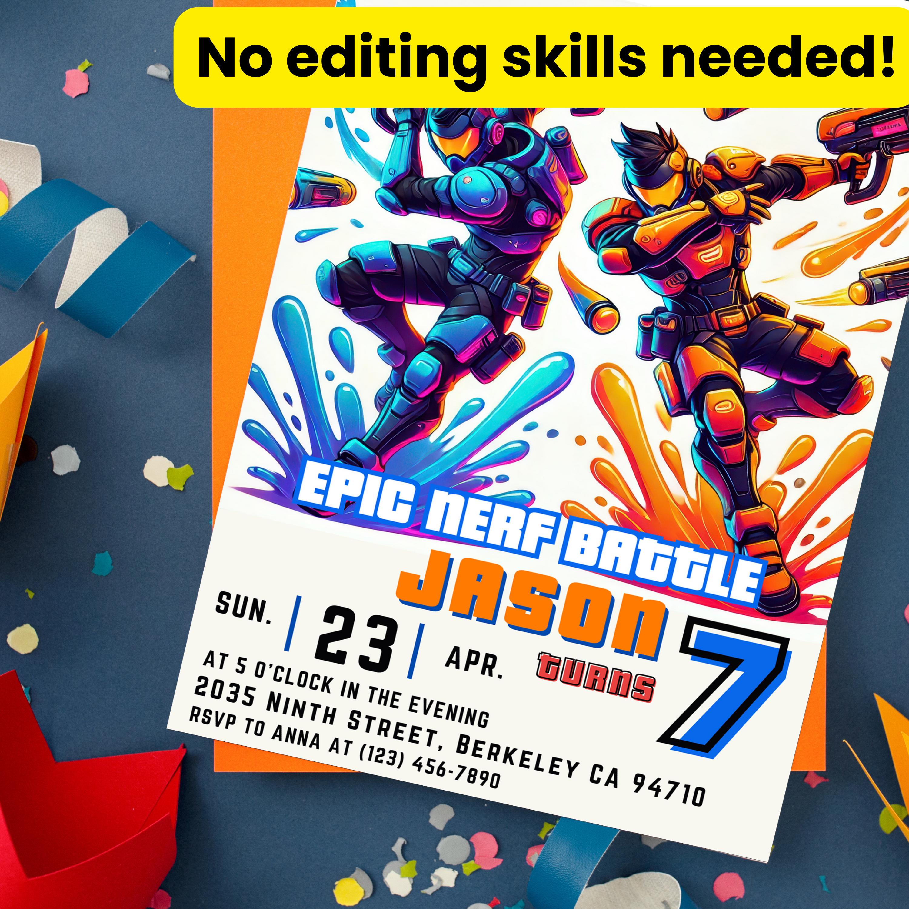 Custom Nerf Birthday Invitation Design, Made-to-order Digital Download ...