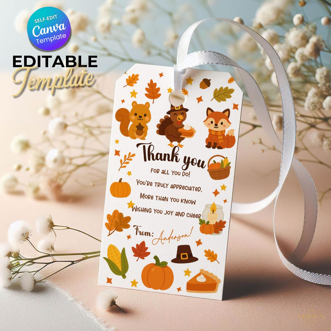 Thanksgiving Gift Tags: Fall Thank You Favor Tags (editable Template ...