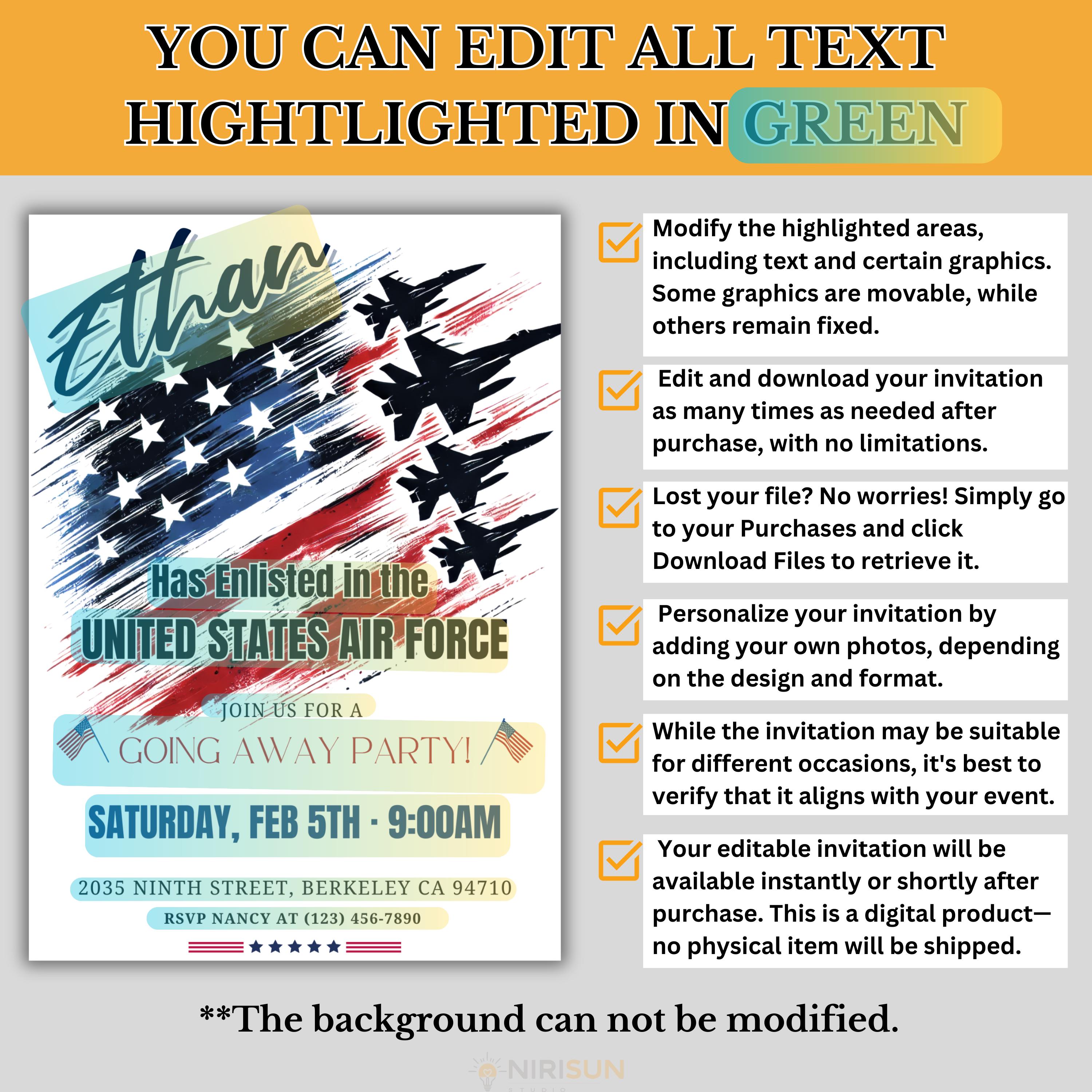 Air Force Invitation Going Away Party Invitation, Military Invitation ...