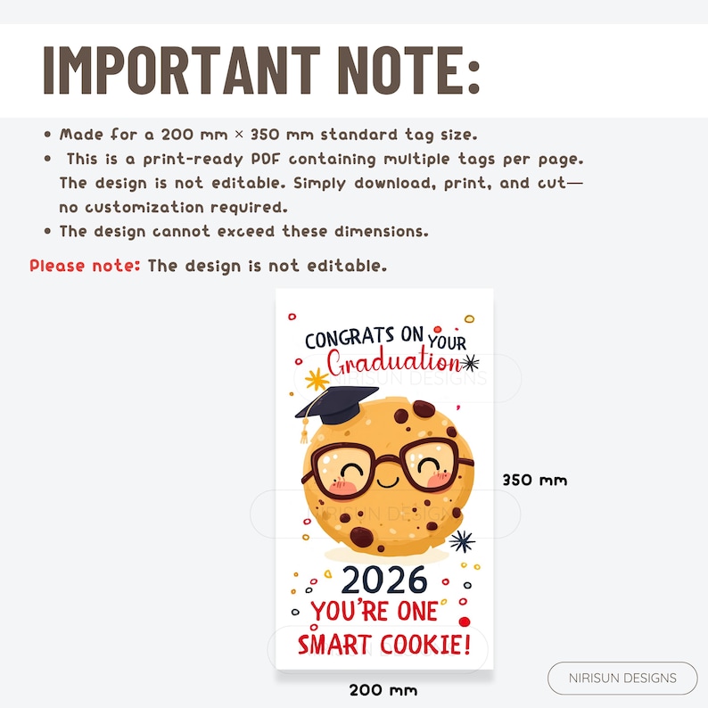 Graduation Cookie Gift Tags Printable, You Are One Smart Cookie ...