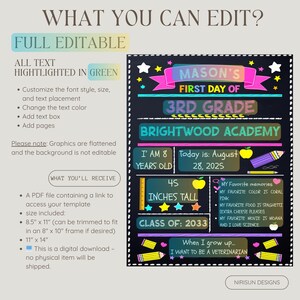 Editable First Day of School Sign, Chalkboard Canva Template, Back to ...