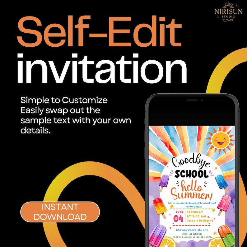 Popsicle End of School Party Invitation Template Editable Canva ...