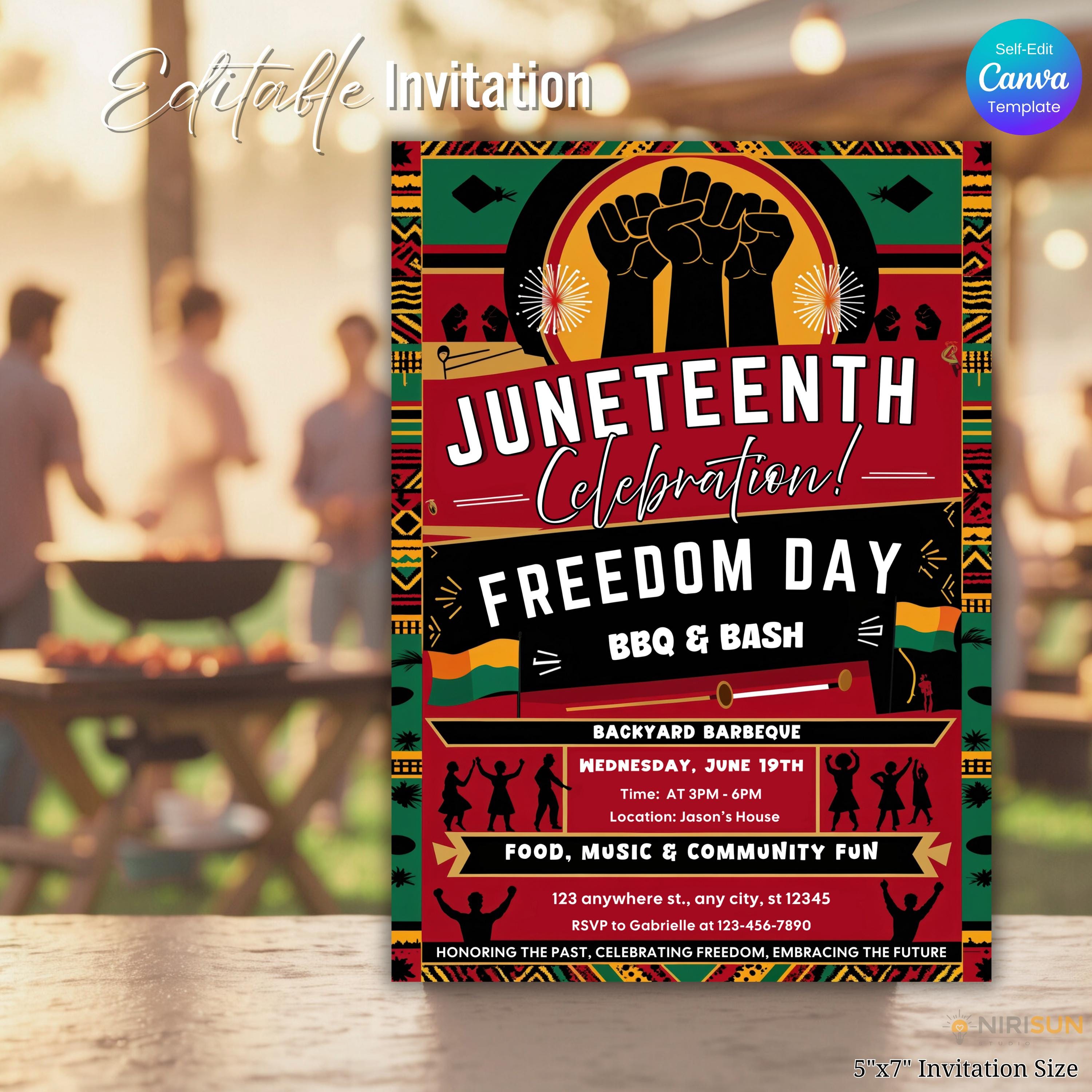 Juneteenth Invitation, Juneteenth BBQ Party Invite, Juneteenth Evite ...