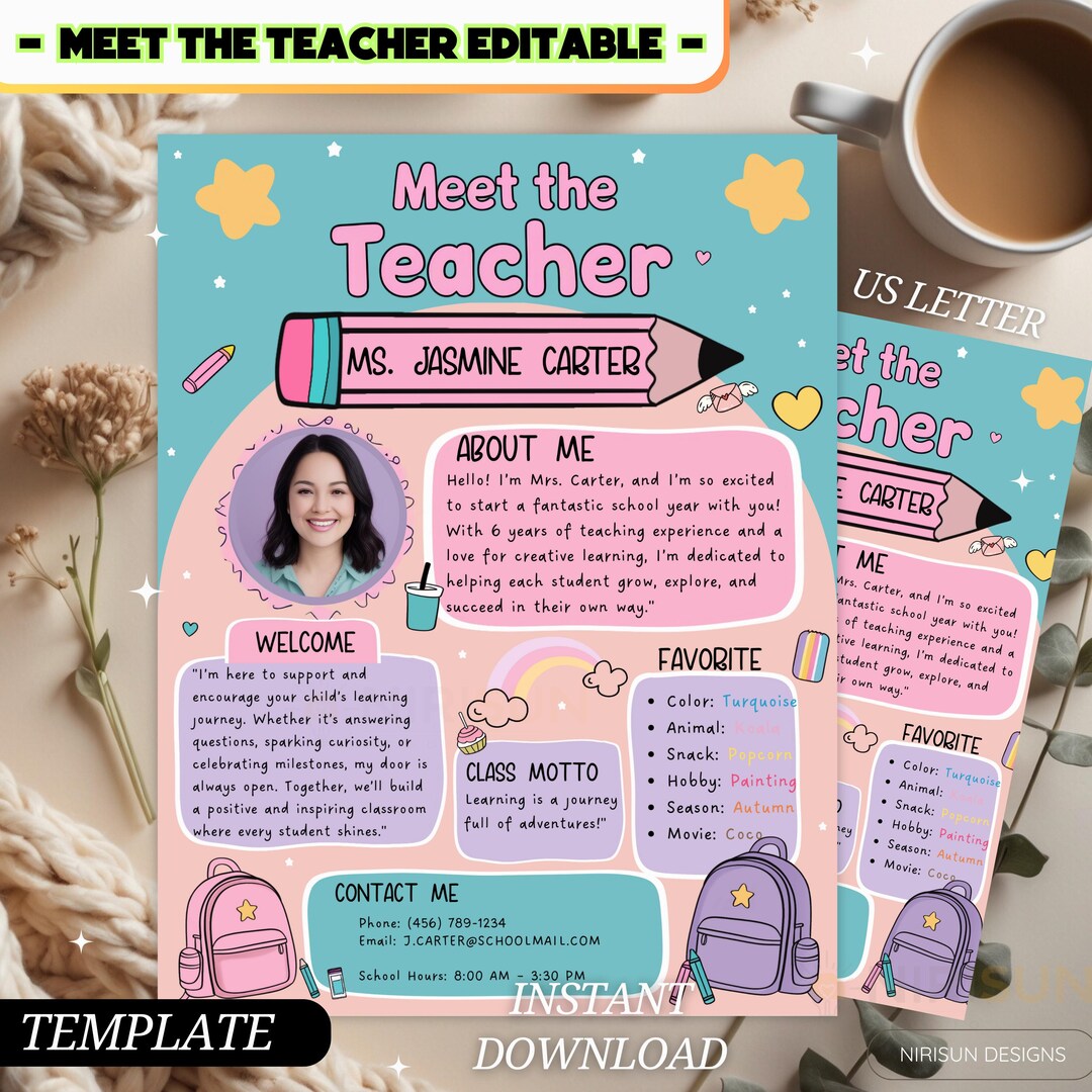 Meet the Teacher Template, Editable Back to School Newsletter, Teacher ...
