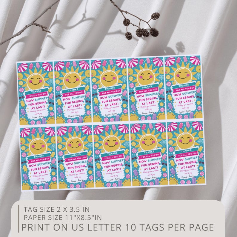 End of Year Thank You Gift Tag, Editable Last Day of School Gift Tag ...