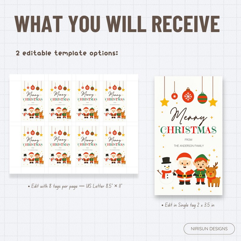 Christmas Gift Tags: Classroom Treat Labels, Editable Template, Snowman ...