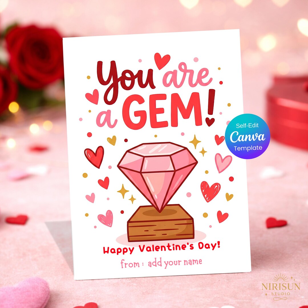 Friend Valentine Gift Tag, You Are a Gem, Treat Bag Label, Classroom ...