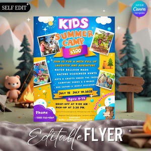 Editable Kids Summer Camp Flyer Template, Kids Summer Activities Club ...