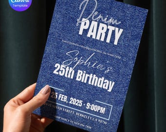 Denim Party Invitation: Editable Template (digital) - Etsy
