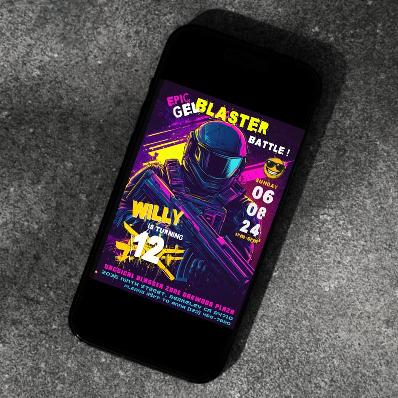 Epic Gel Blaster Battle Birthday Invitation Template Editable ...