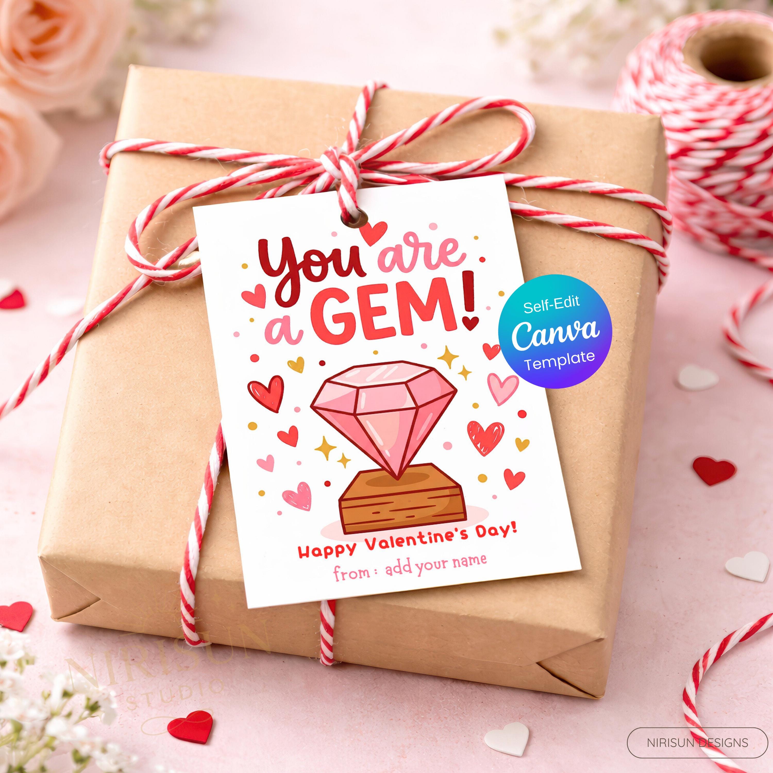 Friend Valentine Gift Tag, You Are a Gem, Treat Bag Label, Classroom ...