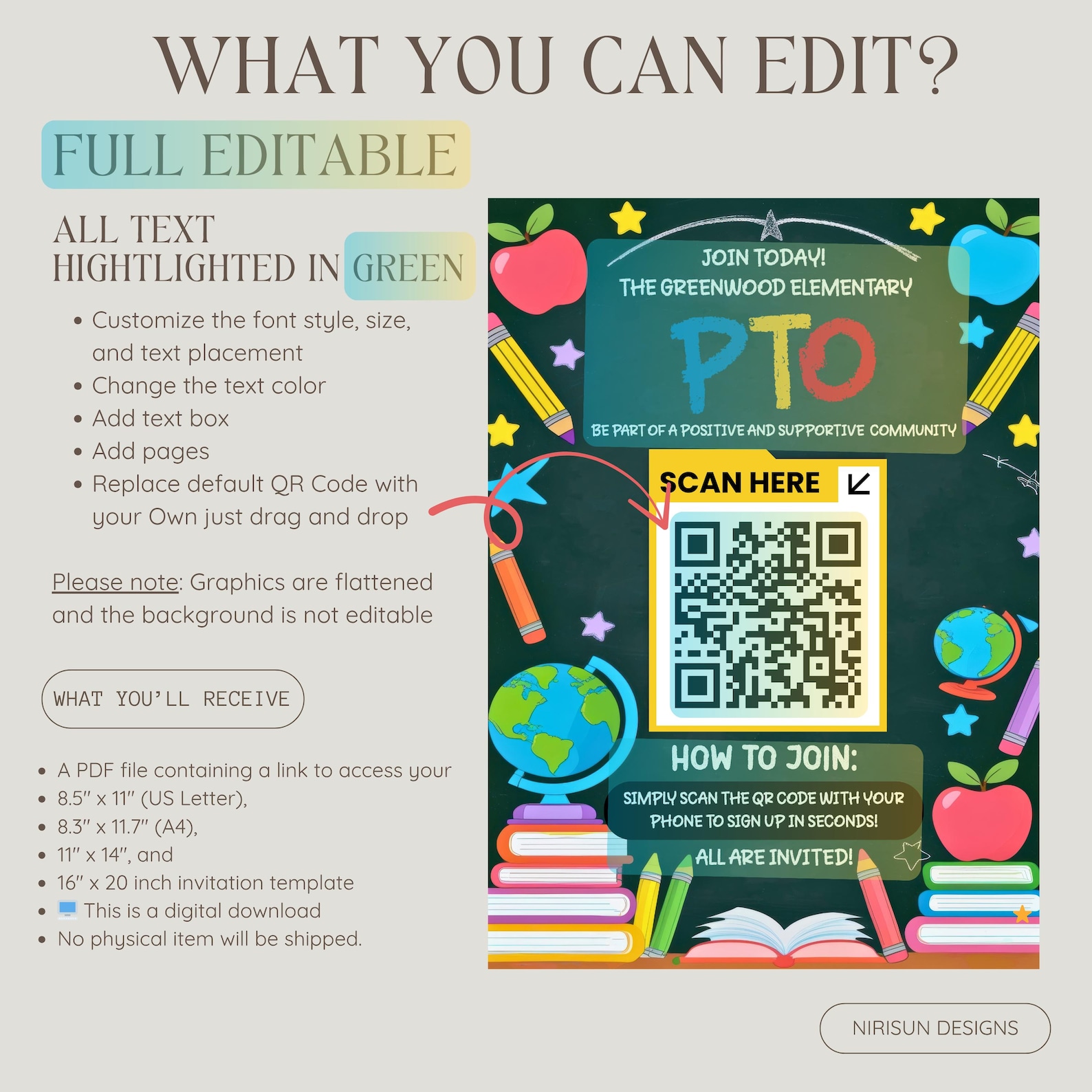 Editable Join the PTO Flyer Canva Template, Back-to-school Parent ...
