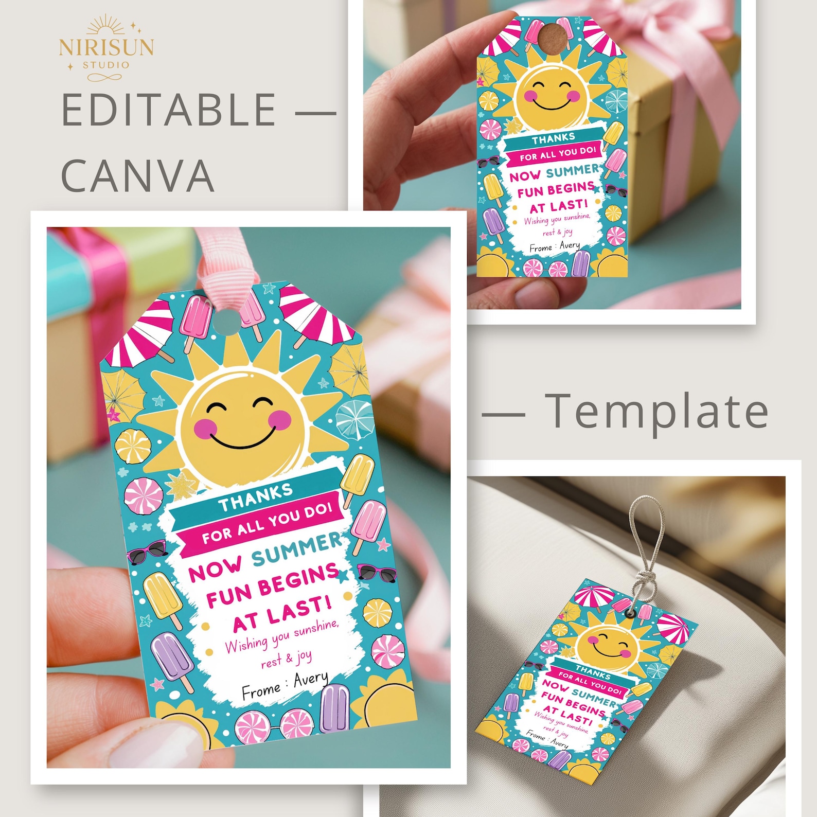 End of Year Thank You Gift Tag, Editable Last Day of School Gift Tag ...