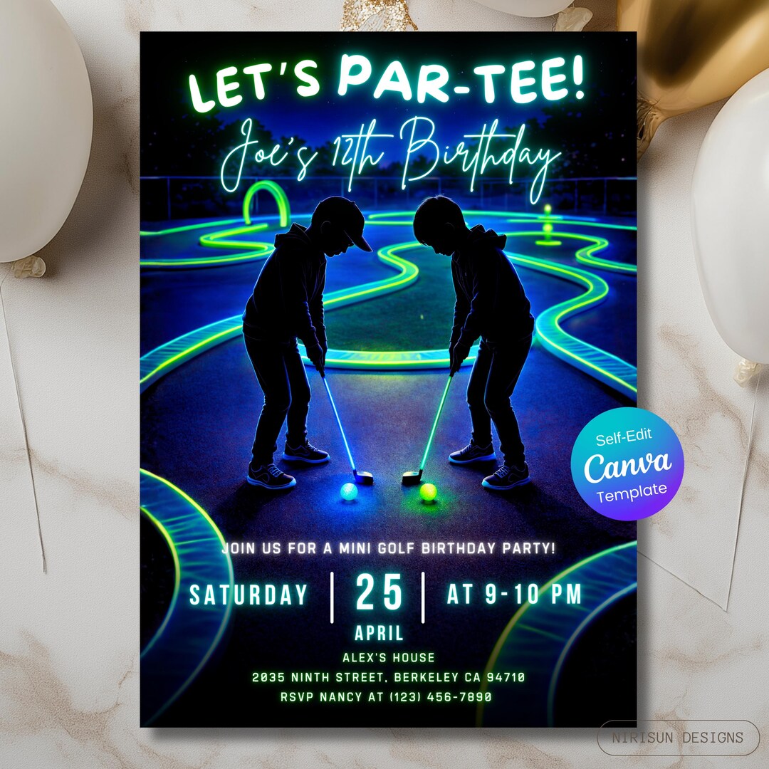 Mini Golf Birthday Invitation: Golf Invitation Party for Kids (editable ...