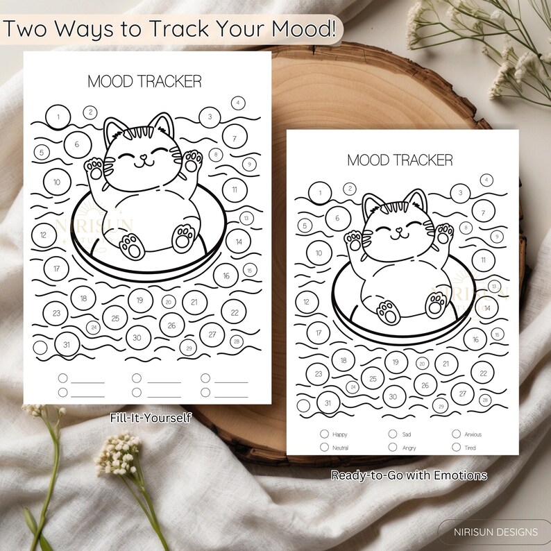 Printable Cat Mood Tracker Template for Bullet Journal, Self-care ...