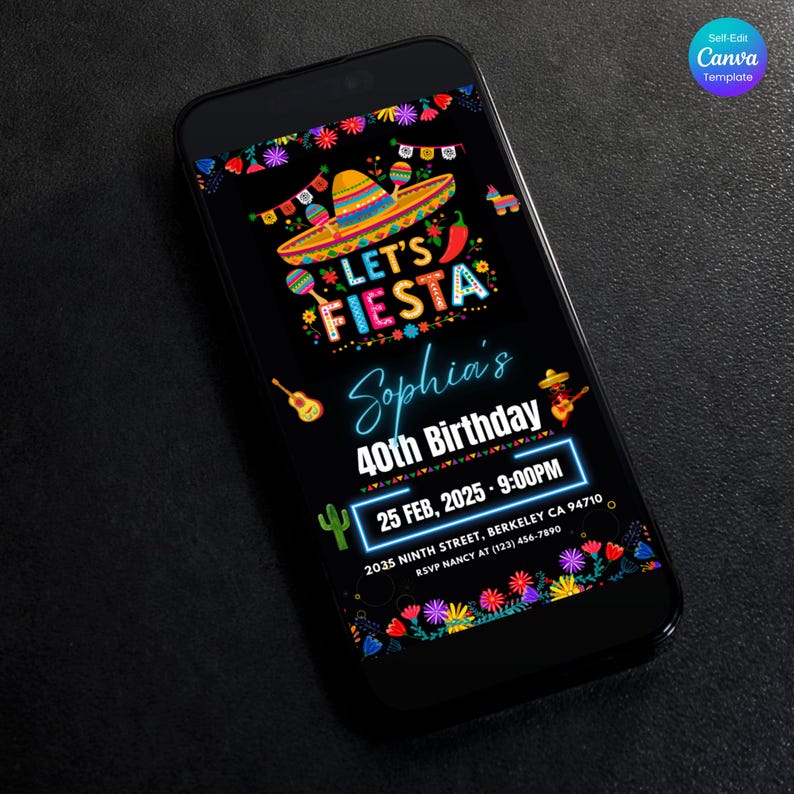 Animated Fiesta Birthday Invitation, Mexican Theme Party Invite ...