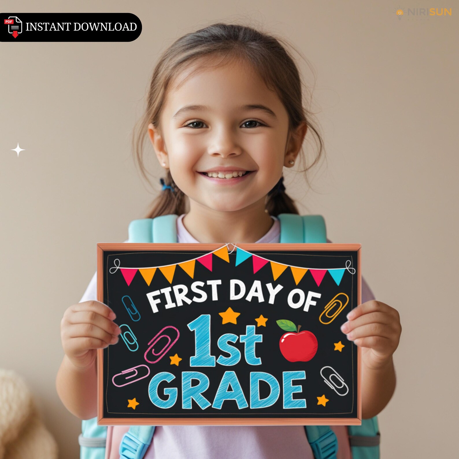 First Day of First Grade Sign Printable Back to School Sign First Day ...