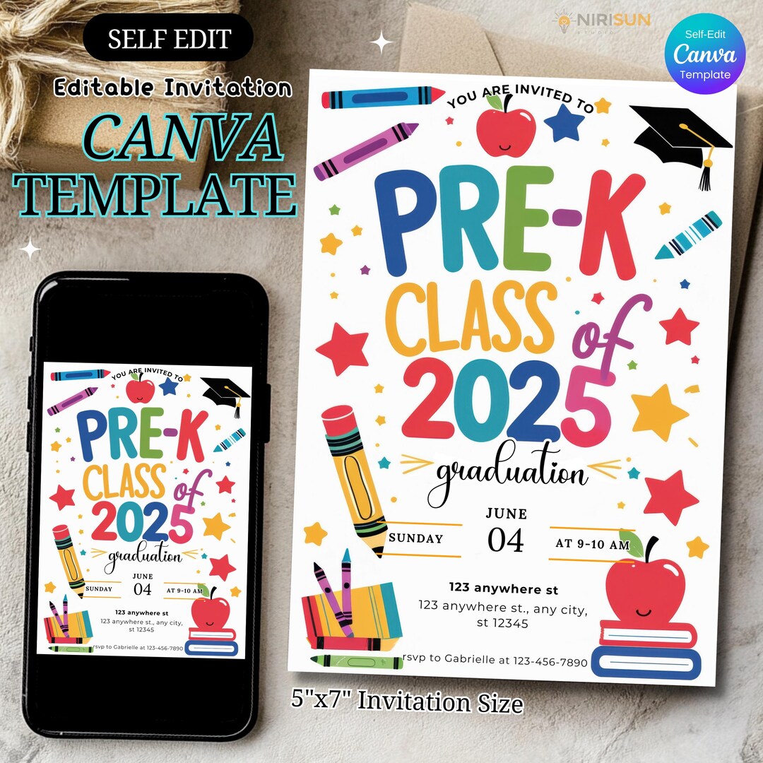 Pre-k Graduation Invitation, Prek Announcement Invite, Preschool ...