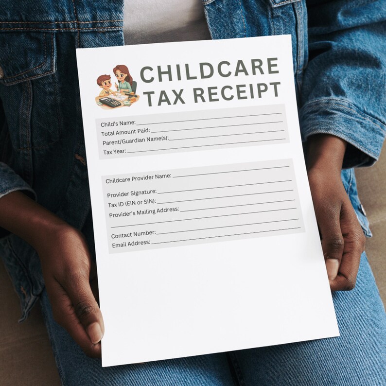 Printable Childcare Tax Receipt, Editable Childcare Daycare Forms PDF ...