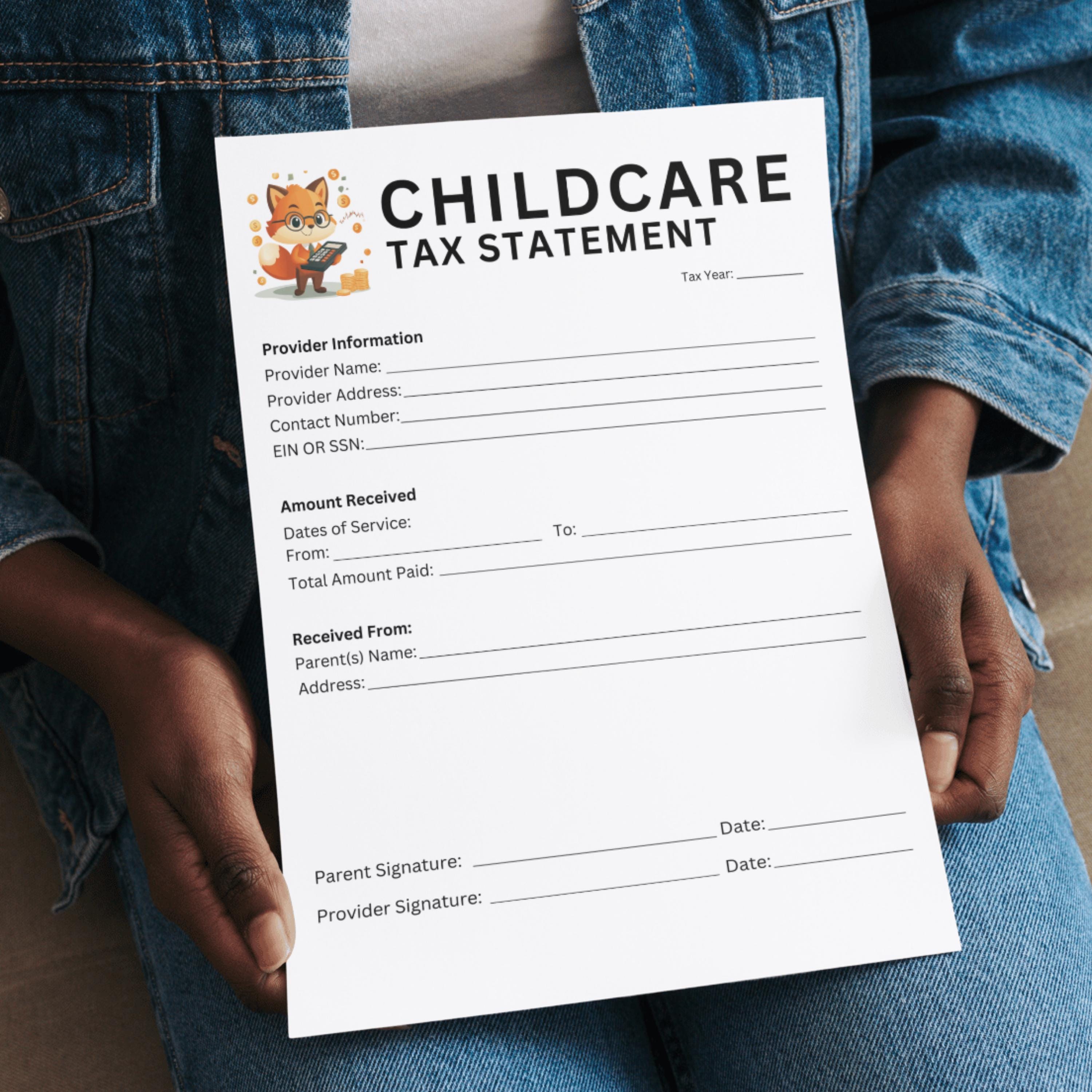 Printable Childcare Tax Statement Template, Childcare Payment Record ...