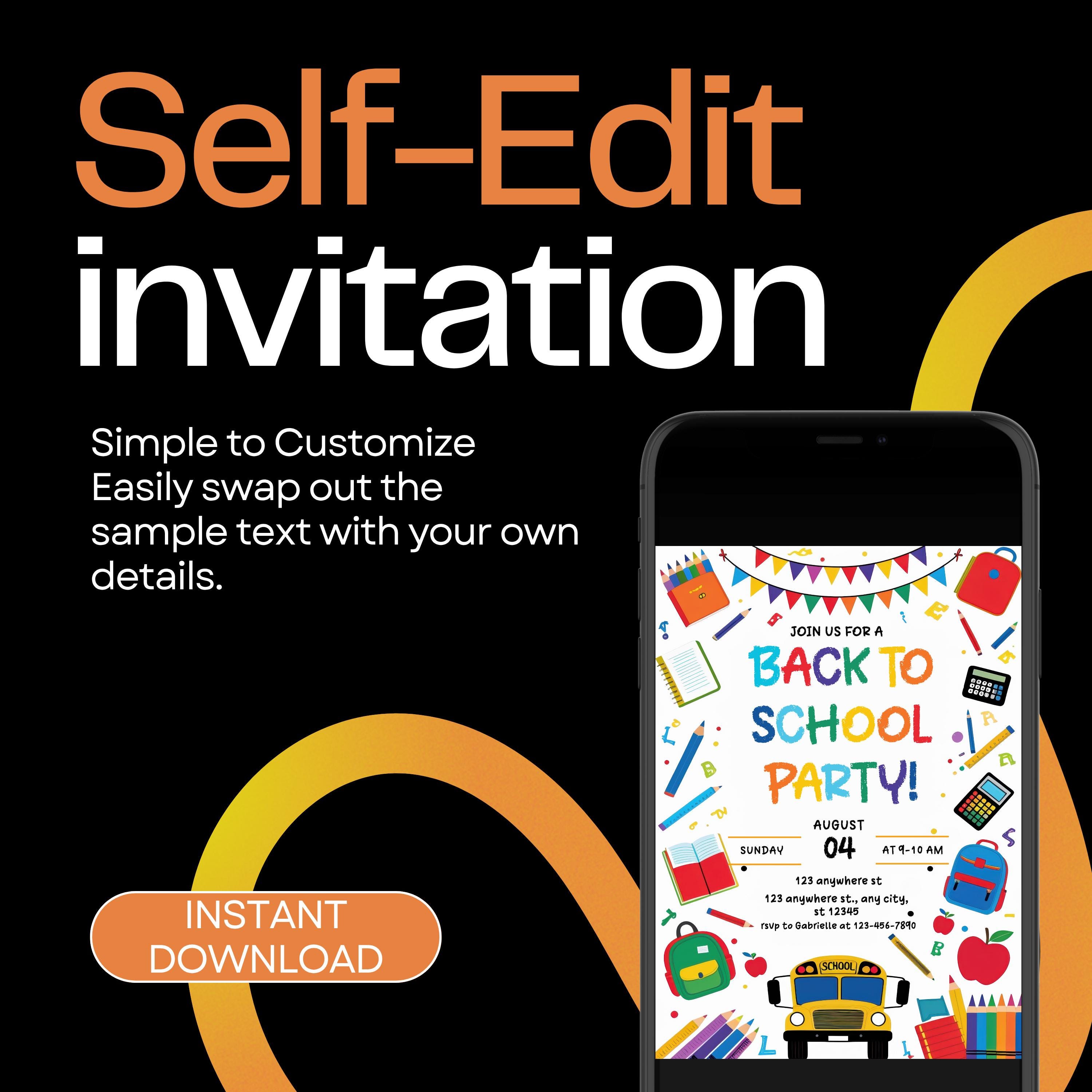 Back to School Invitation, Editable School Event Flyer, End of Summer ...