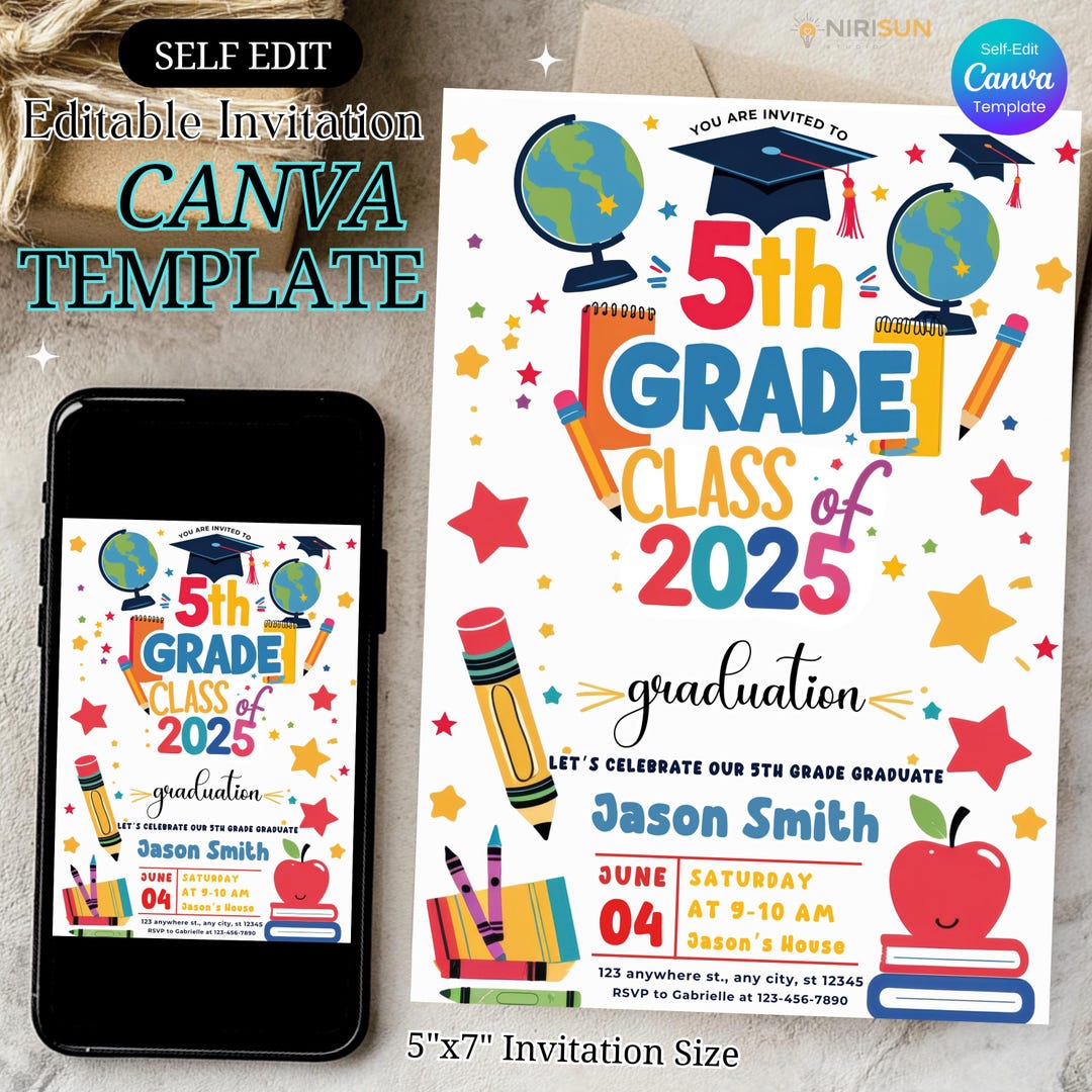 5th Grade Graduation Invitation, Fifth Grade, Diploma for Kids, 5th ...