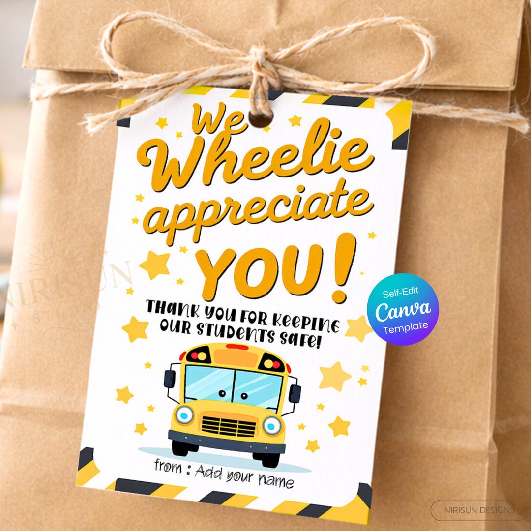 Bus Driver Appreciation Gift Tags: We Wheelie Appreciate You, Bus ...
