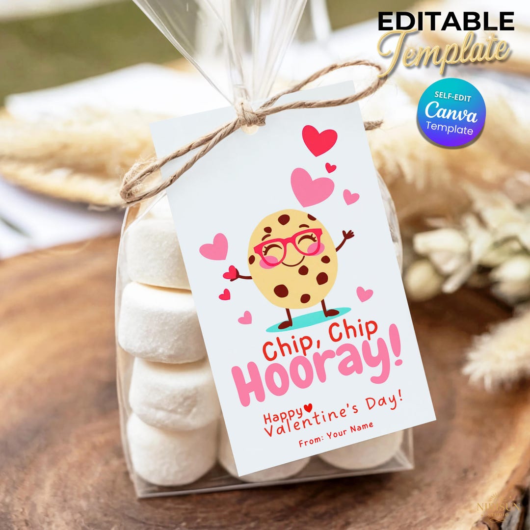 Teacher Valentine Gift Tag Printable, Cookie Classroom Valentine Favor ...