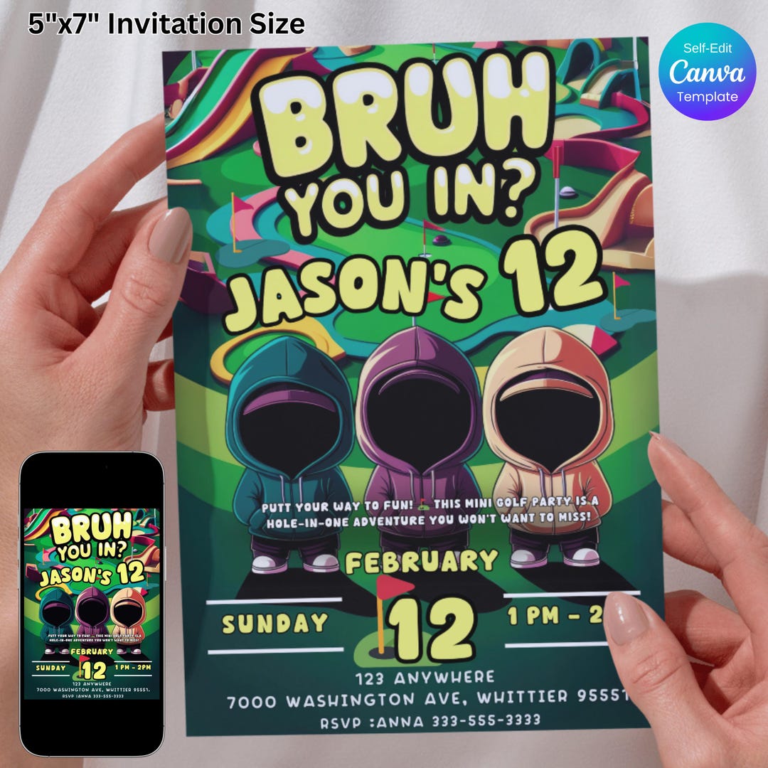 Mini Golf Birthday Invitation, Putt Putt Birthday Party Invite, Fun ...