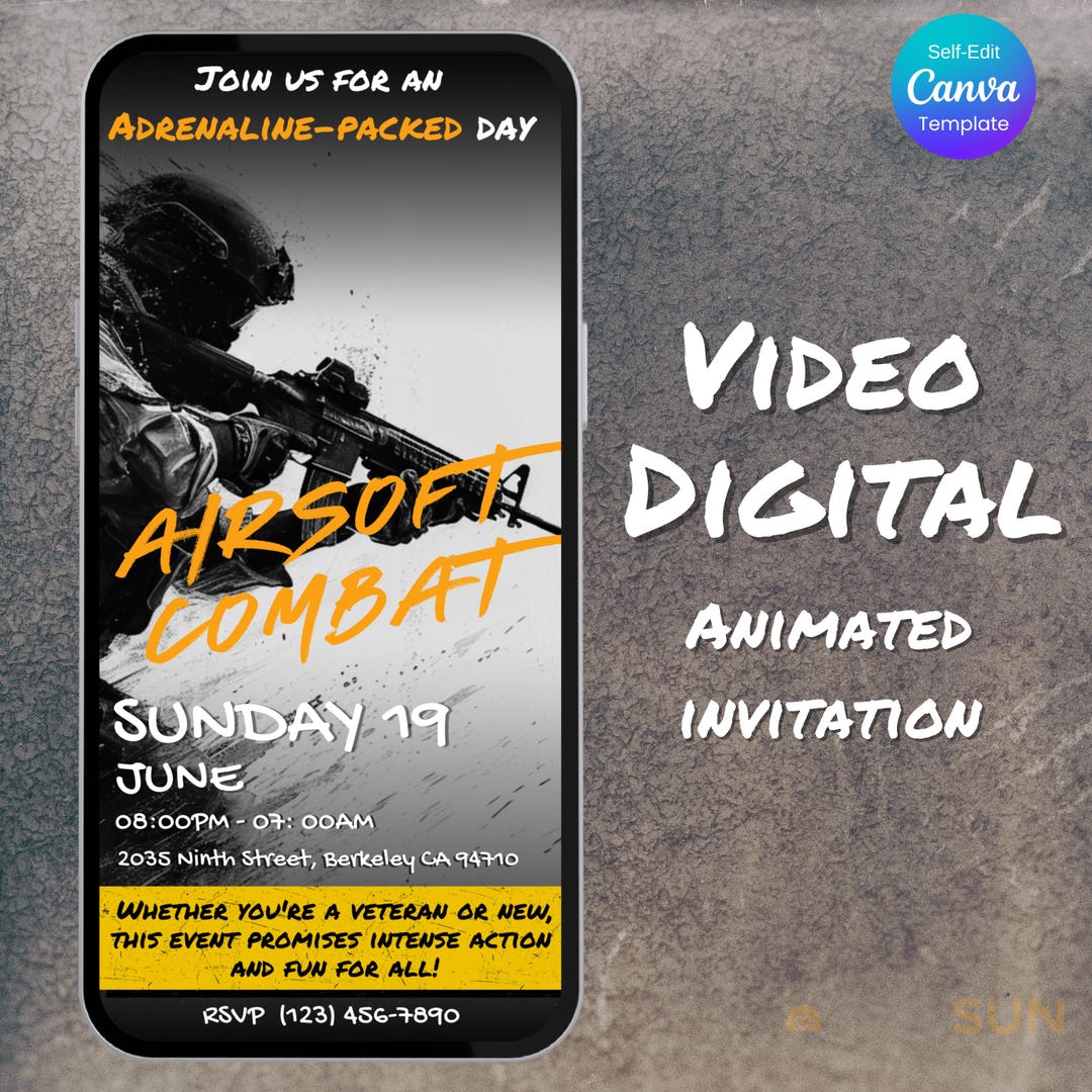 Airsoft Invitation, Airsoft Animated Birthday Evite, Airsoft Party ...