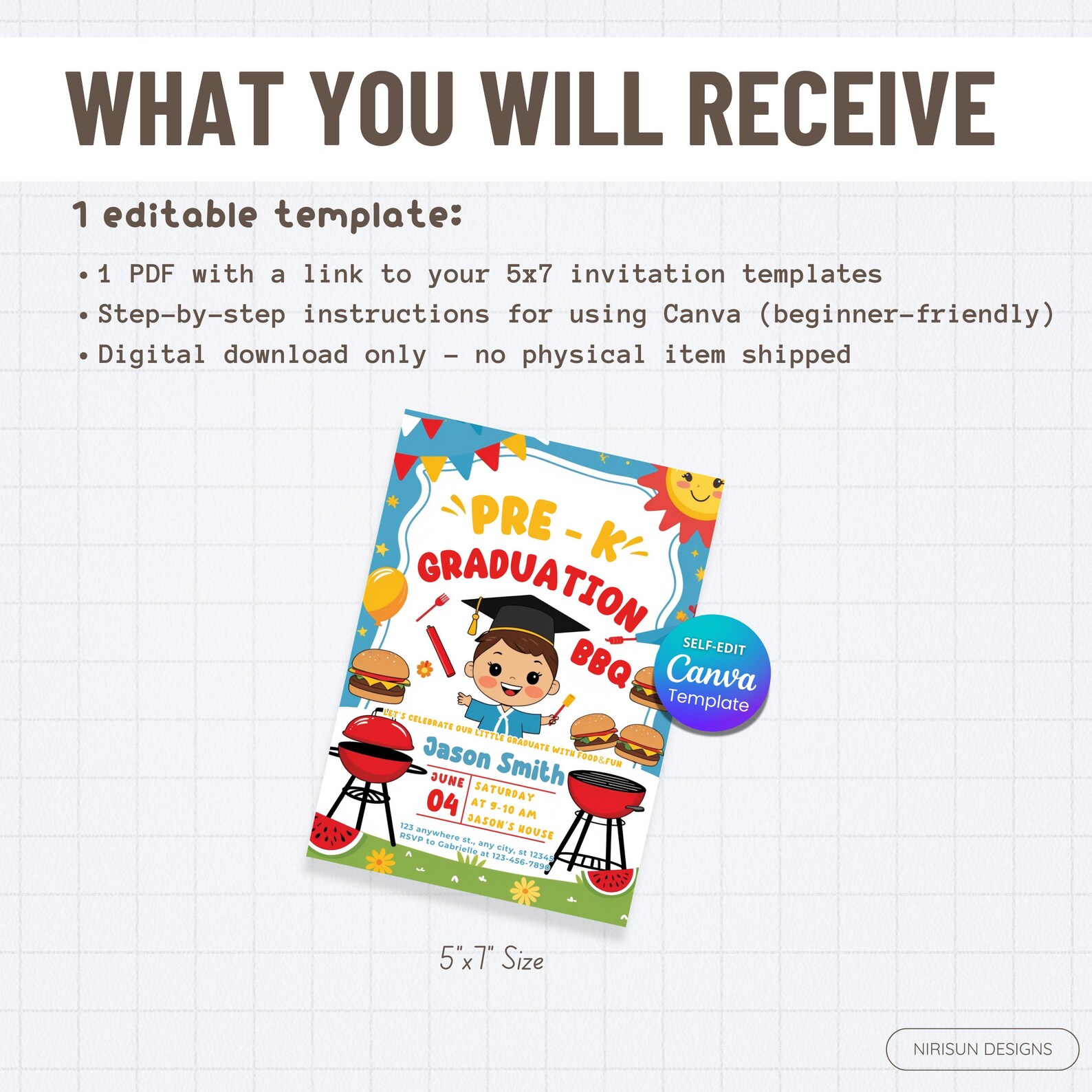 Pre-k Graduation BBQ Invitation, Prek Announcement Invite, Graduate ...
