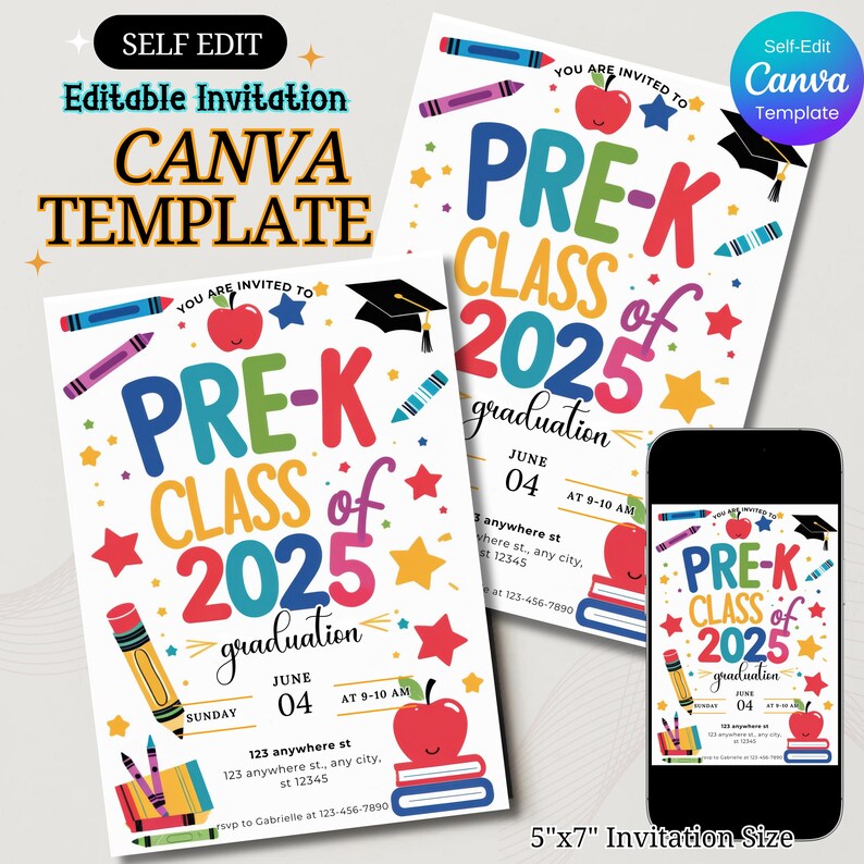 Pre-k Graduation Invitation, Prek Announcement Invite, Preschool ...