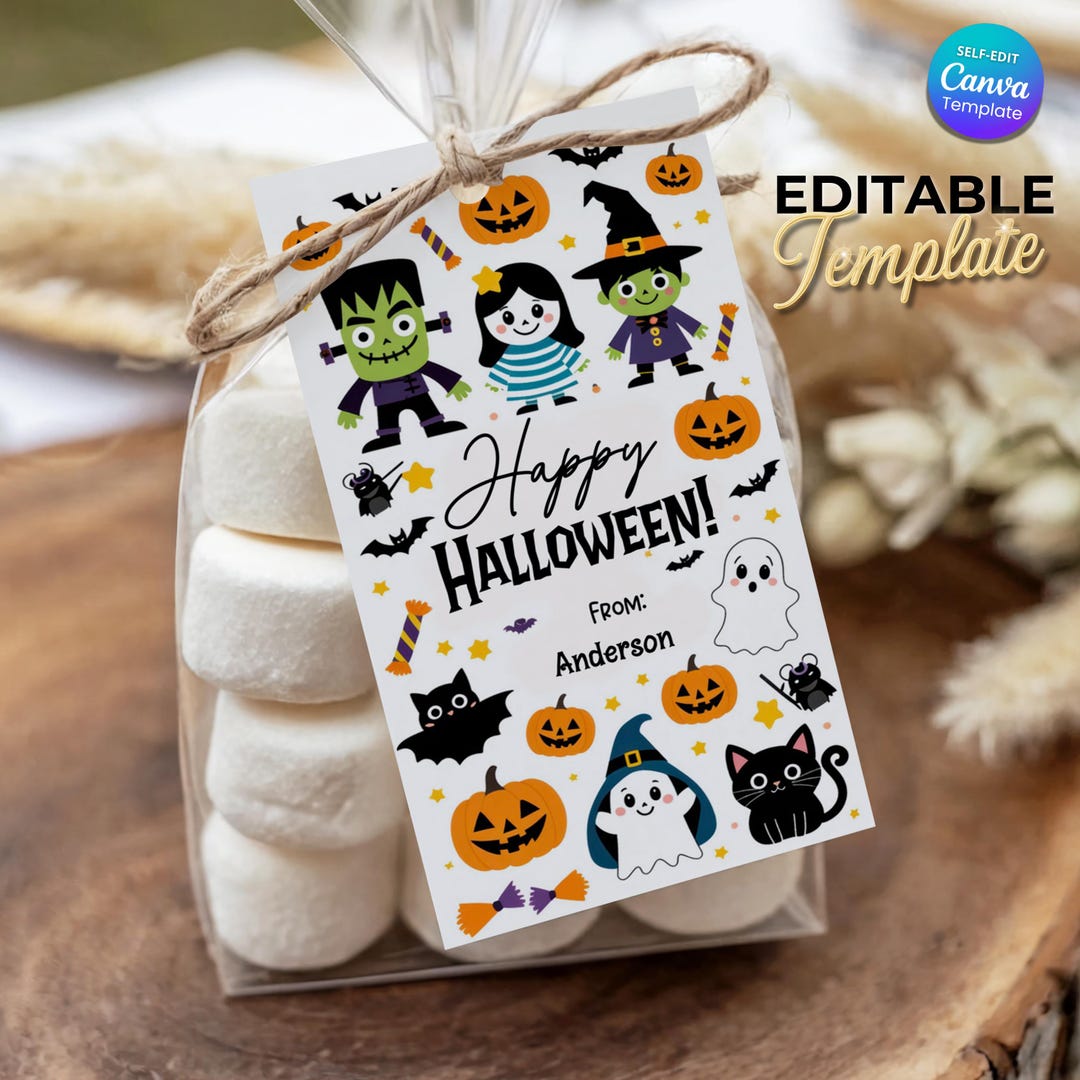 Happy Halloween Gift Tags: Trick or Treat Ghost Theme (printable Favor ...