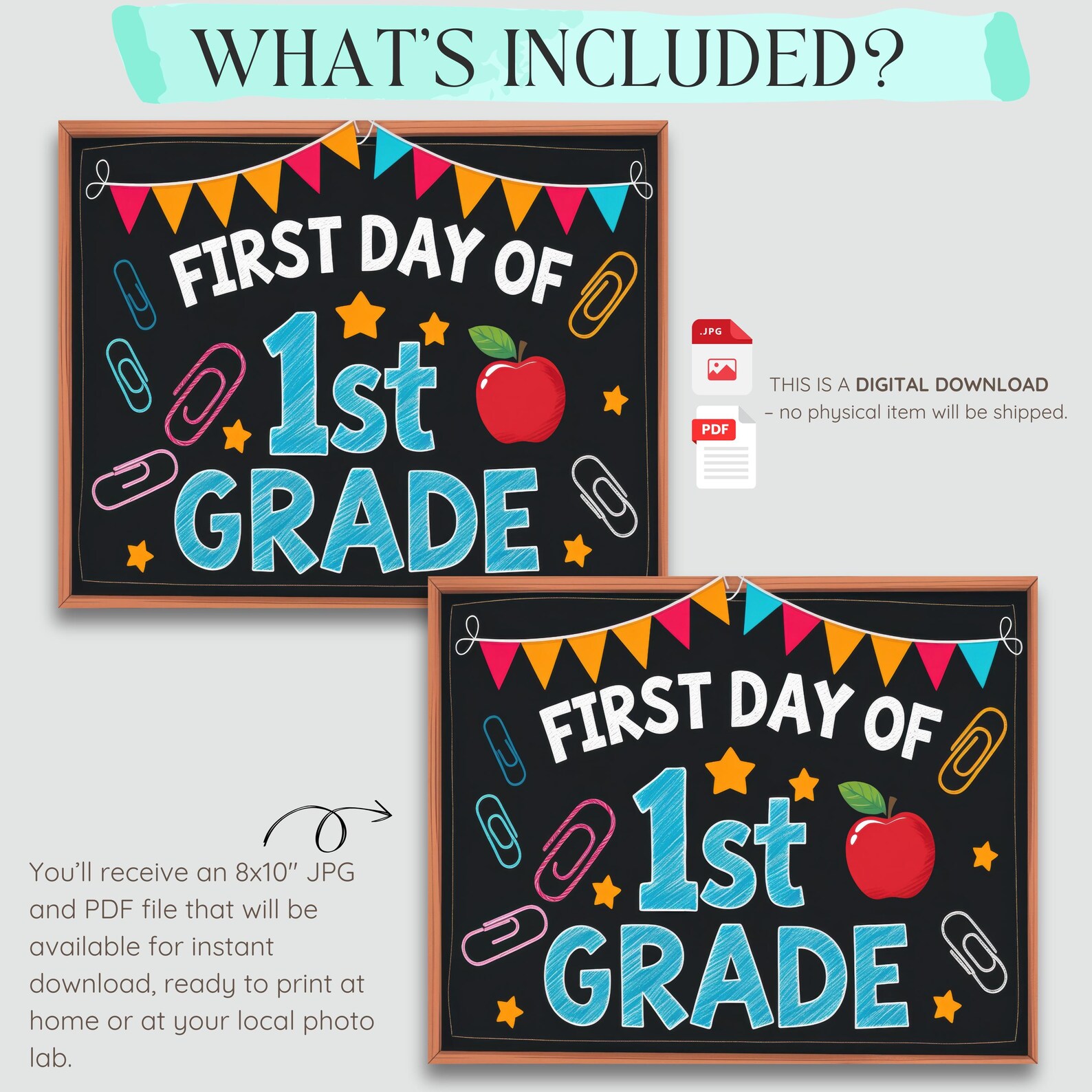 First Day of First Grade Sign Printable Back to School Sign First Day ...