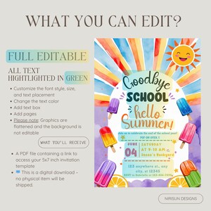 Popsicle End of School Party Invitation Template Editable Canva ...