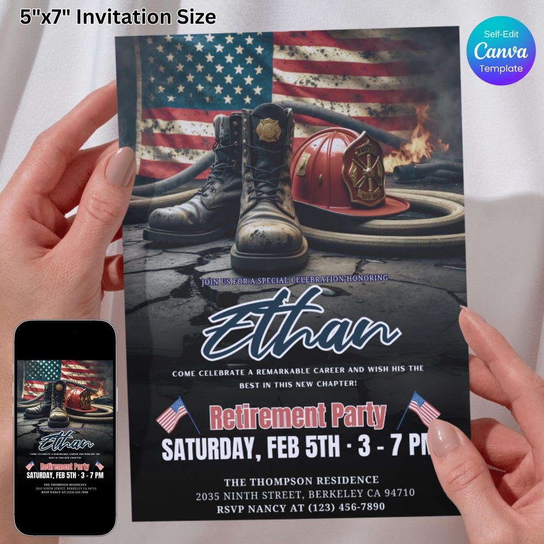 Firefighter Retirement Invitation, Firefighter Farewell Party ...