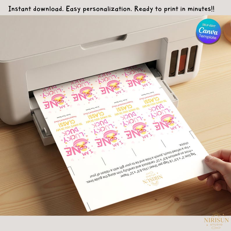 Teacher Valentine Gift Tag Printable, Lucky Duck Classroom Valentine ...