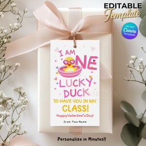 Teacher Valentine Gift Tag Printable, Lucky Duck Classroom Valentine ...