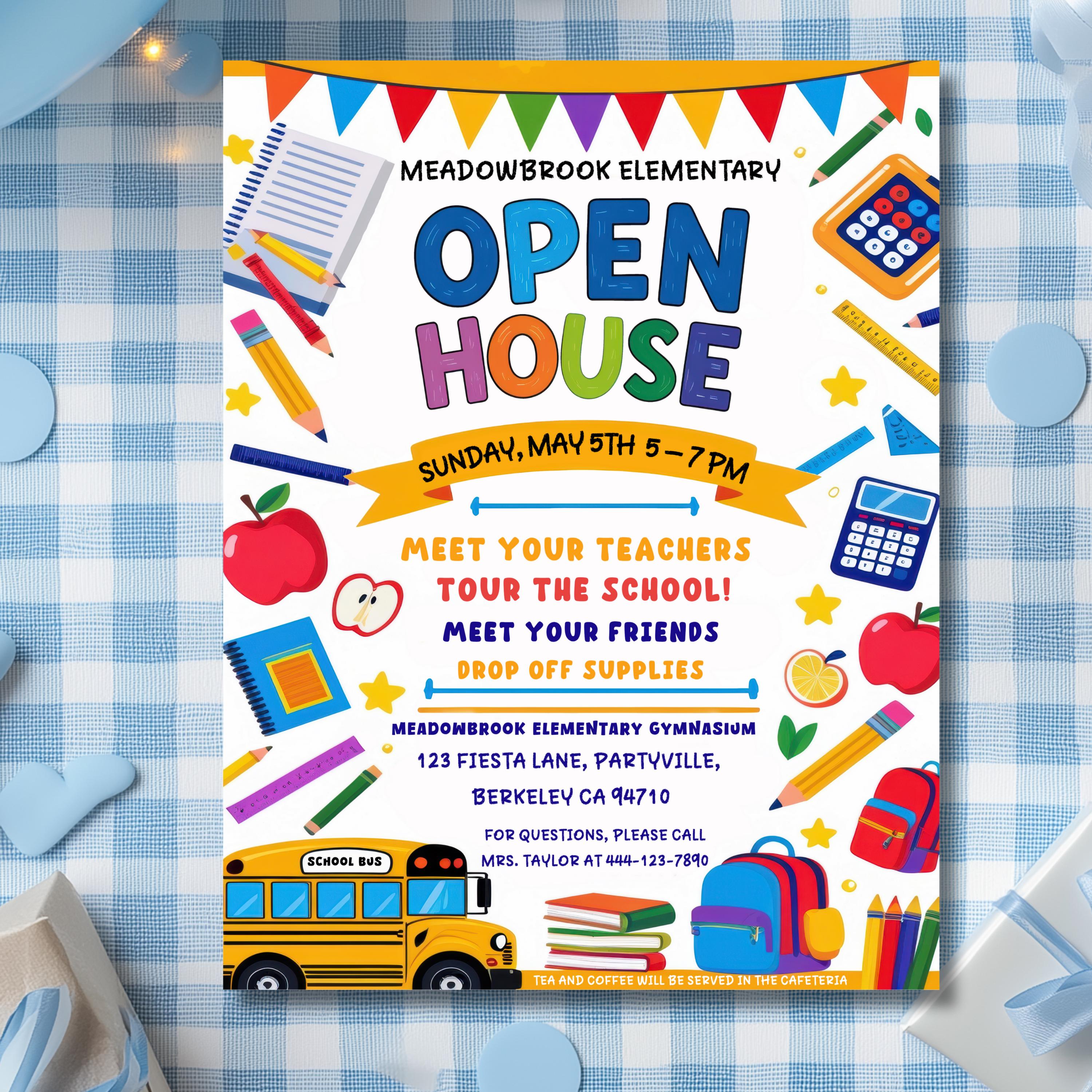 Back to School Flyer, School Open House Flyer, Editable School Flyer ...