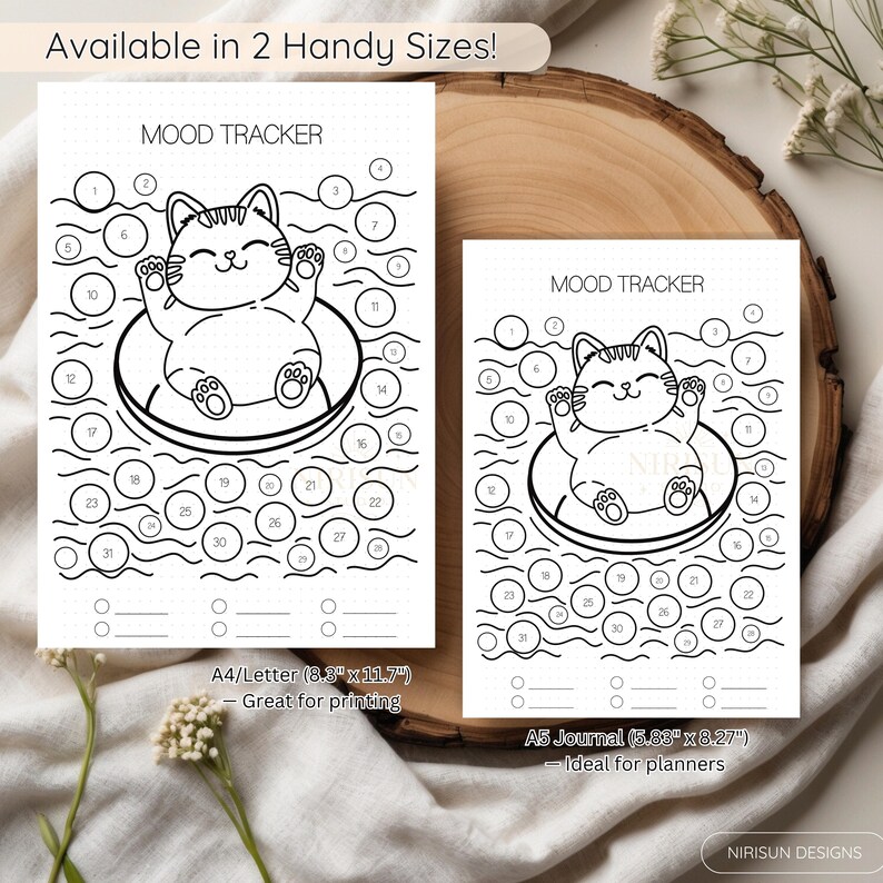 Printable Cat Mood Tracker Template for Bullet Journal, Self-care ...