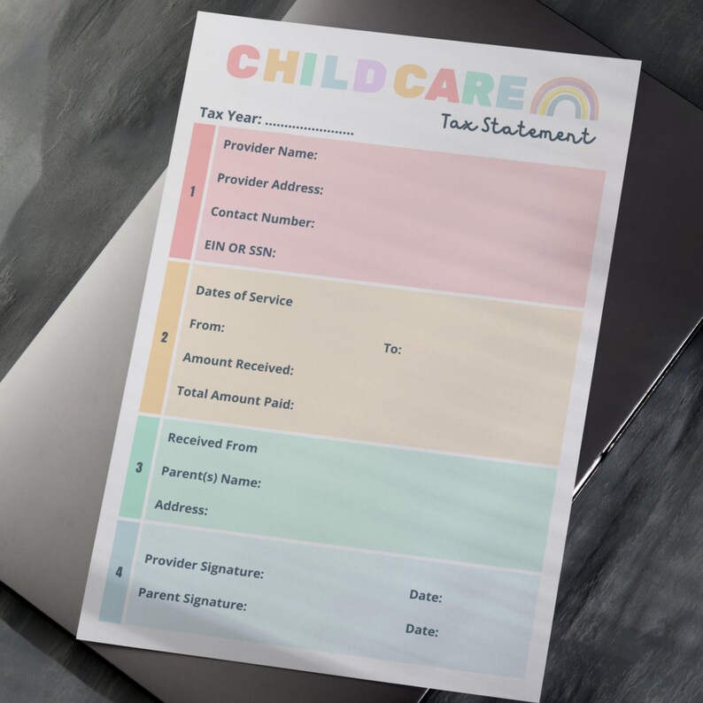 Childcare Tax Statement Template, Printable Daycare Receipt Form ...