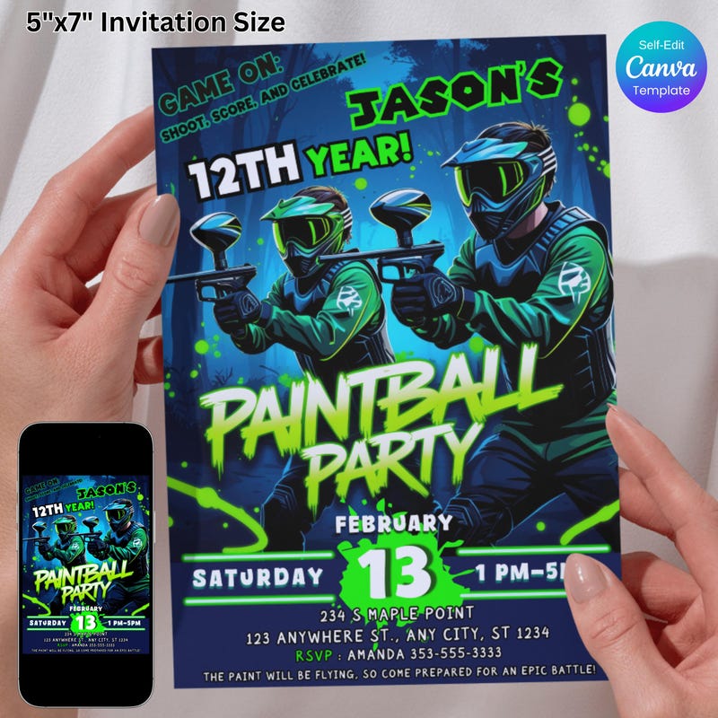 Paintball Invitation - Etsy