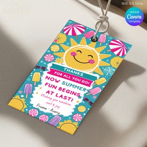 End of Year Thank You Gift Tag, Editable Last Day of School Gift Tag ...