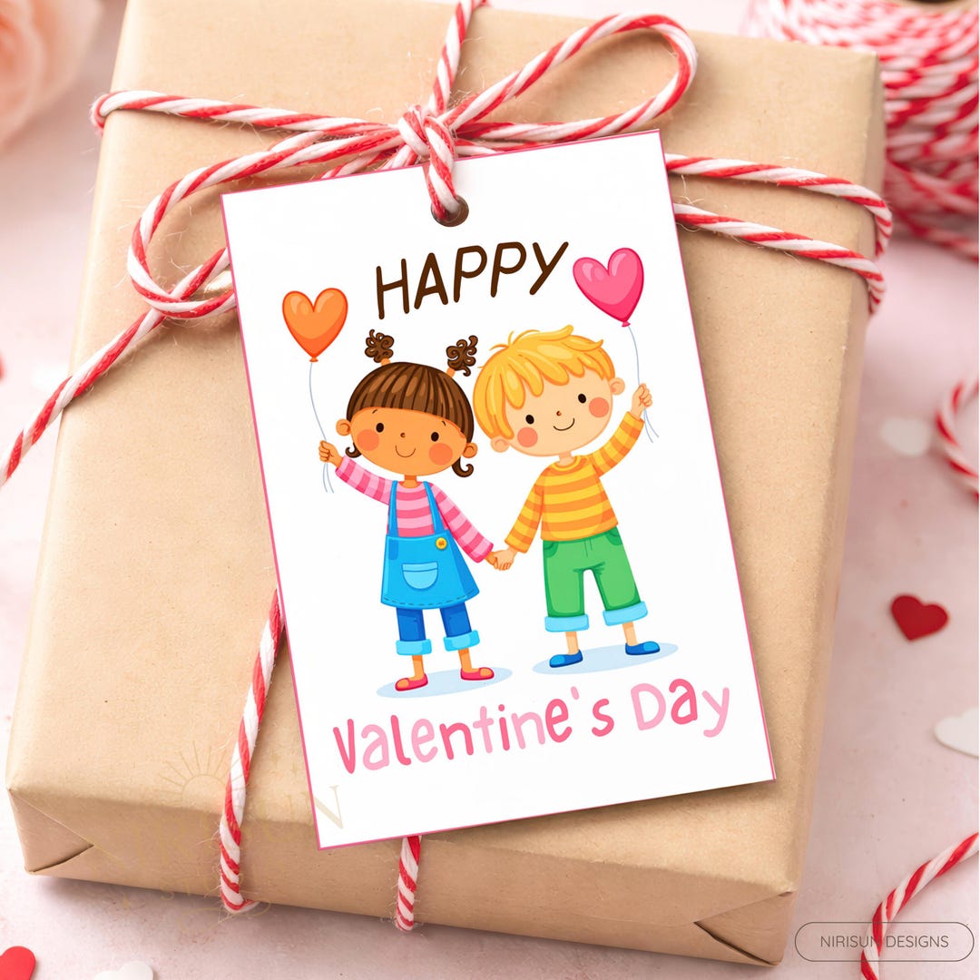 Happy Valentines Day Gift Tag, Printable Gift Tags for Kids, Valentine ...