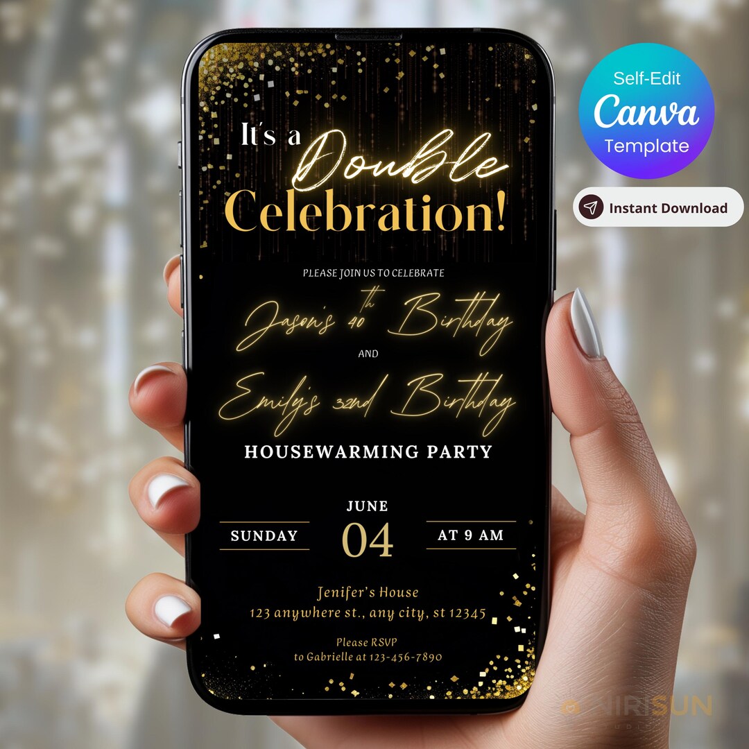 Double Celebration Invitation: Joint Birthday, Housewarming ...