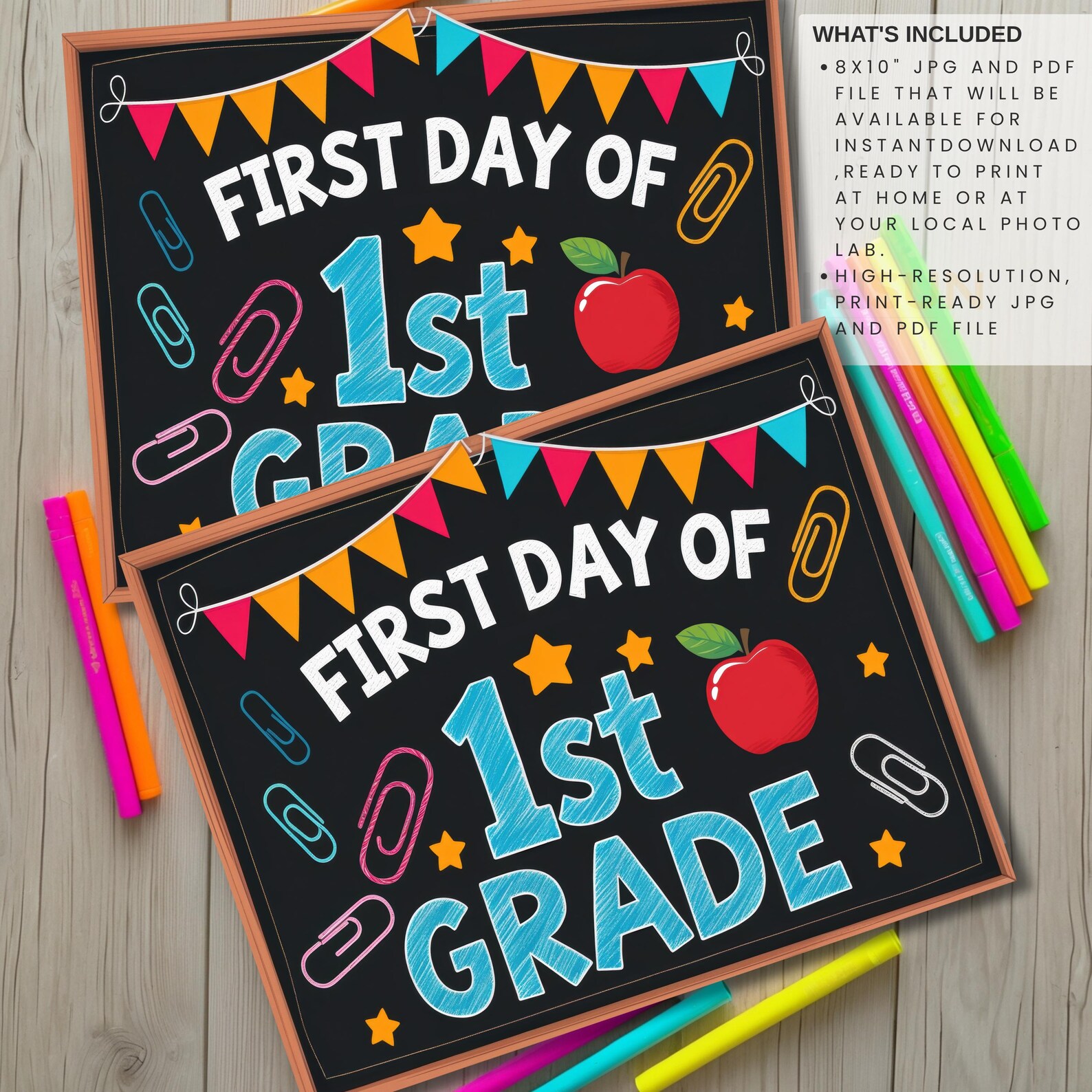 First Day of First Grade Sign Printable Back to School Sign First Day ...