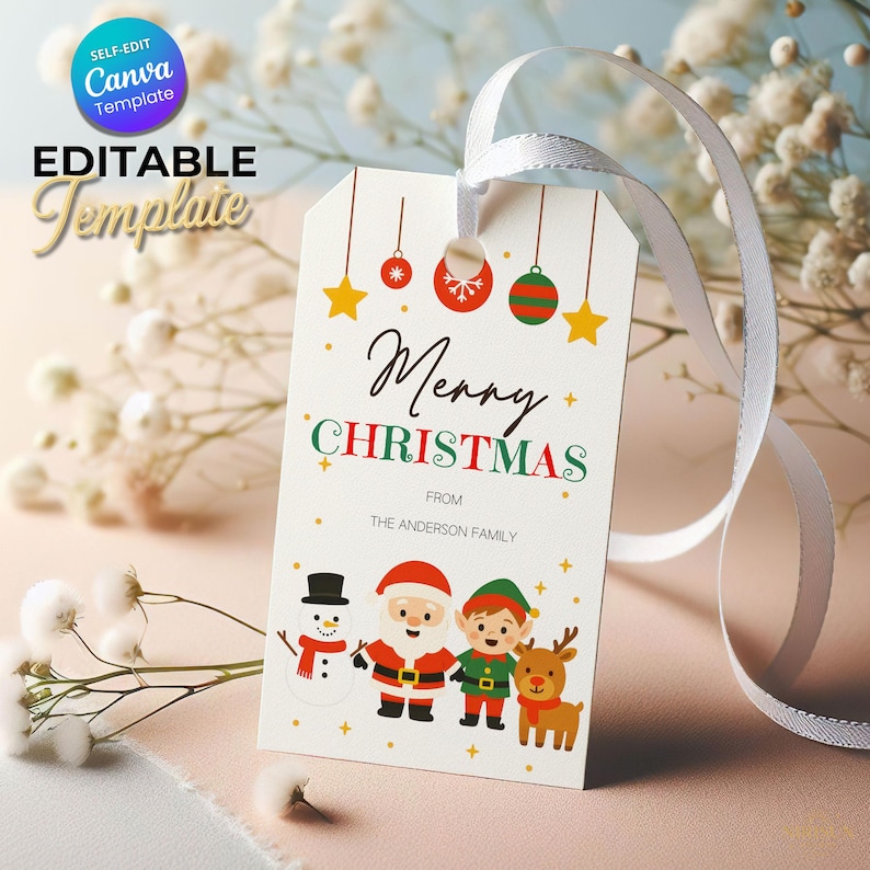 Christmas Gift Tags: Classroom Treat Labels, Editable Template, Snowman ...