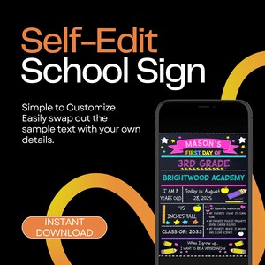 Editable First Day of School Sign, Chalkboard Canva Template, Back to ...