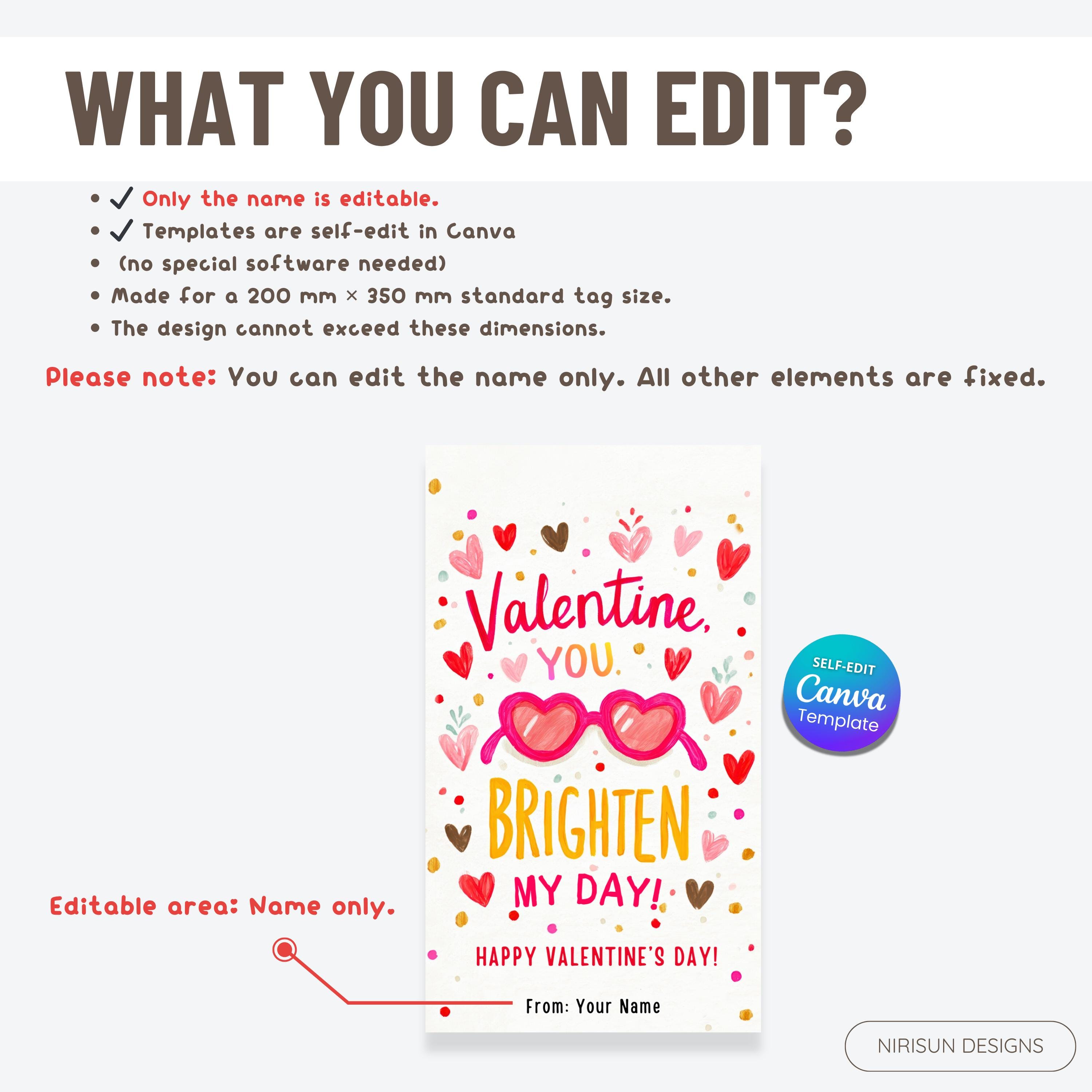 Teacher Valentine Gift Tag Printable, Sunglasses Classroom Valentine ...