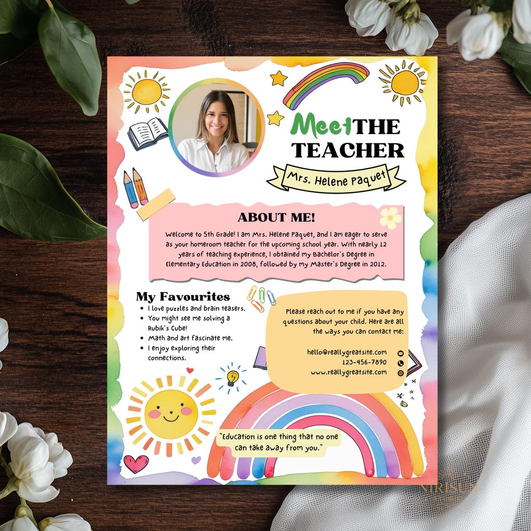 Meet the Teacher Template, Get to Know Teacher Kindergarten Flyer All ...
